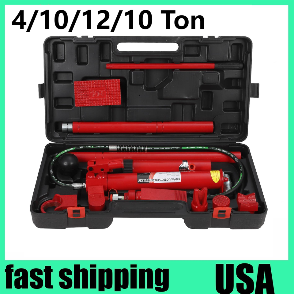 4/10/12/20 Ton Porta Power Kit Hydraulic Ram Auto Body Frame Repair ...