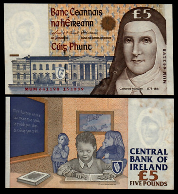 Ireland REPUBLIC £5 POUND P-75 1999 Pre Euro Irish UNC tone Currency ...