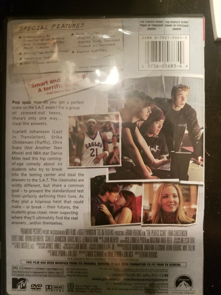 The Perfect Score (DVD, 2004, Full Frame) 97360568349| eBay