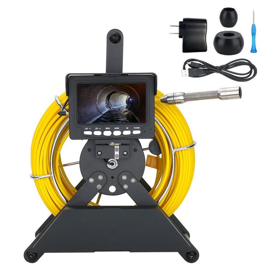 30M Sewer Cameras Pipe Drain Inspection Camera w/ 4.3" Screen Camcorder ...