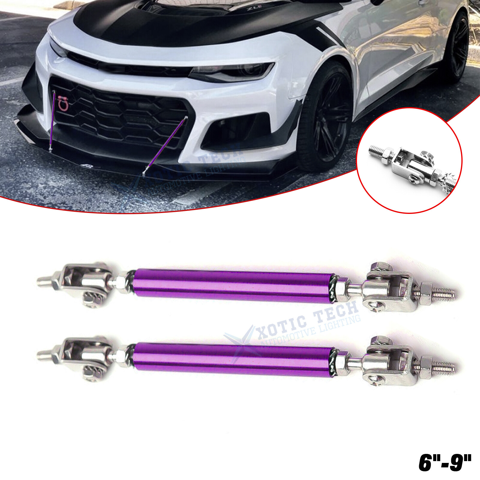 6"-9" Purple Bumper Lip Support Rods Strut Tie Bars For Chevy Corvette ...