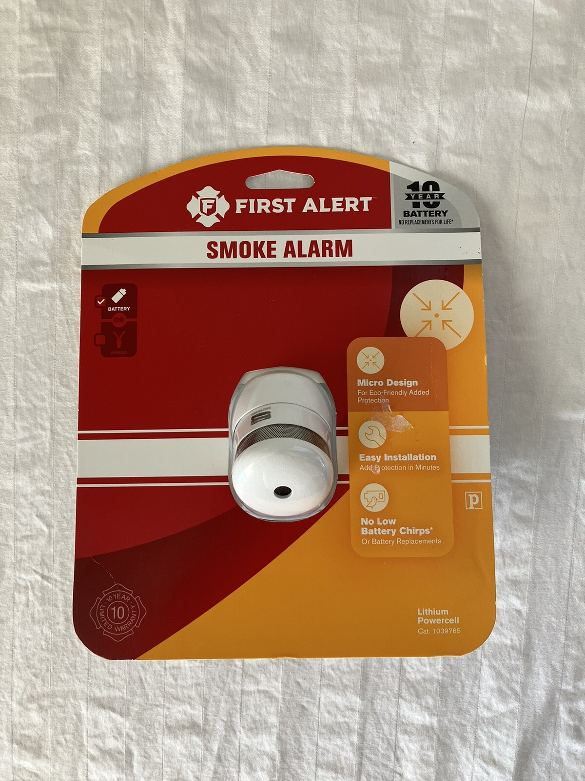 First Alert P1010 10-Year Battery Atom Photoelectric Micro Smoke Alarm ...
