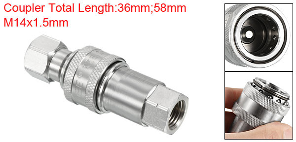 1 Set Hydraulic Quick Connect Coupler M14x1.5mm Female Thread Pipe ...