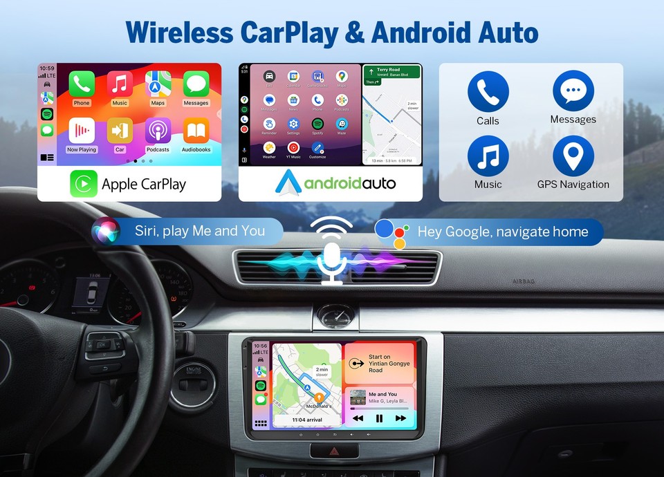 For VW Tiguan 2007-2015 Passat Android 14 Car Stereo 9" IPS Wireless ...