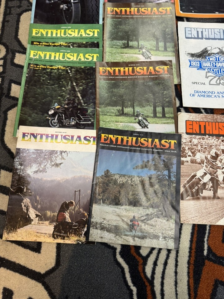 Vintage MOTORCYCLE ENTHUSIAST Magazines Harley Davidson Lot of 43 1977 ...