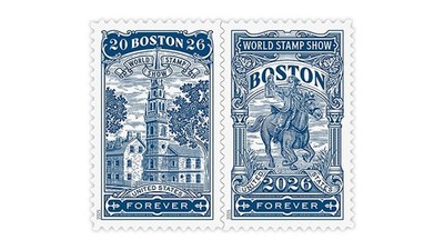 US Boston 2026 World Stamp Show Forever Attached Pair Scott #6029-6030 ...