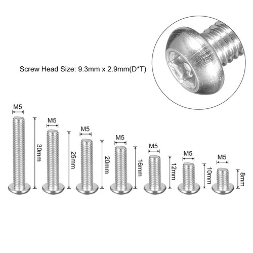 M5 Torx Security Screws Kit(M5x8/10/12/16/20/25/30mm)70pcs Round Head W ...
