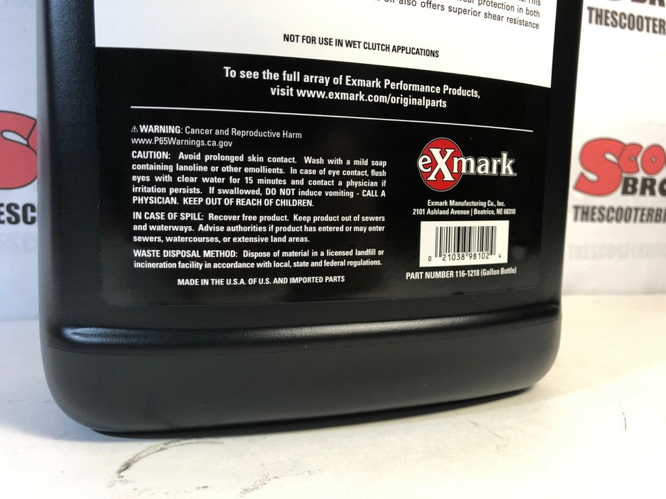 Exmark 116-1218 Gallon Hydro Oil 48" 52" 60" 72" Quest Lazer Radius ...
