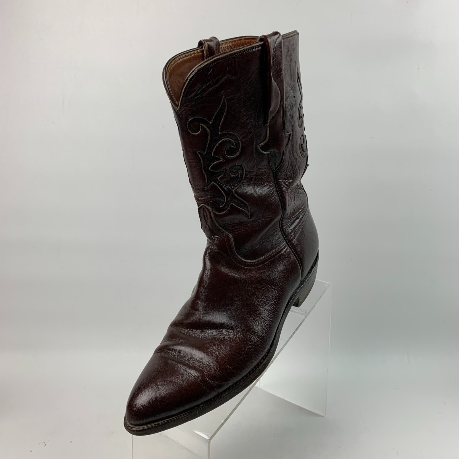 Lucchese Western Cowboy Boots Brown Leather Pointed T… - Gem