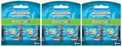 Wilkinson Sword Protector 3 Razor Blades 24 Pack Mens Shaving Genuine ...