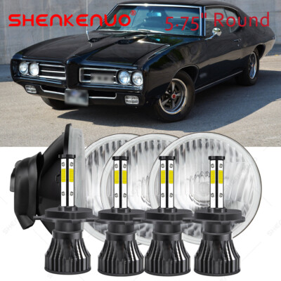 For Jaguar XJ6 XJS XJ12 4pc 5-3/4 5.75" inch Front LED Headlight Hi/Lo ...