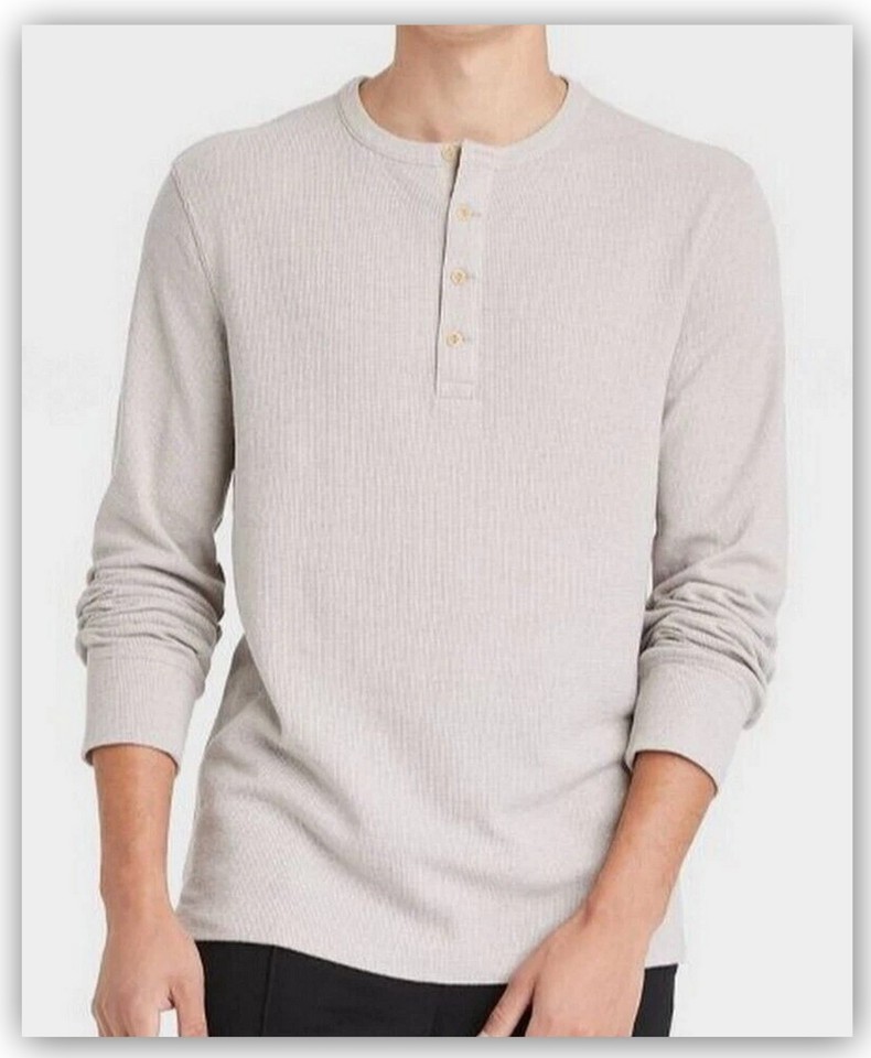 Long Sleeve TEXTURED HENLEY Shirts- Goodfellow Burgundy Gray Tan White ...