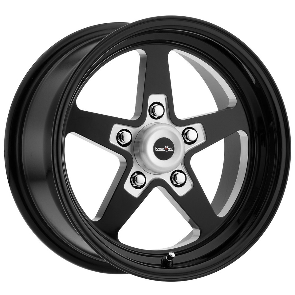 (Set of 4) Staggered Vision 571 Sport Star 15x7,15x8 5x4.75" Black ...