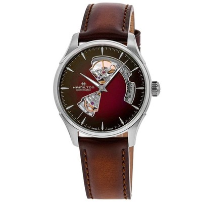 New Hamilton Jazzmaster Open Heart Automatic Burgundy Men's Watch ...