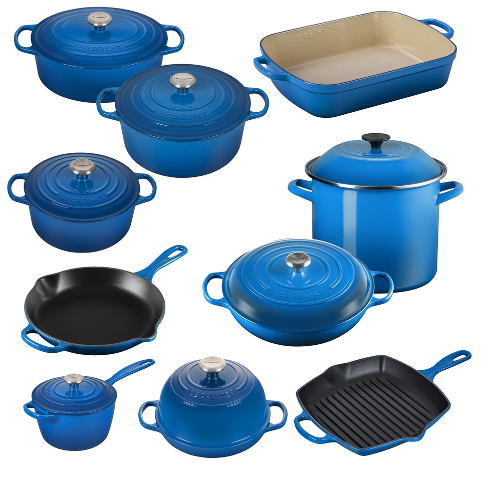 LE CREUSET COOKWARE CAST IRON POTS AND PANS DINNERWARE ULTIMATE SET 170 ...