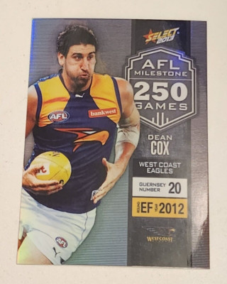 2013 AFL Champions Westcoast Eagles Milestone 250 Gamer Dean Cox MG76 ...