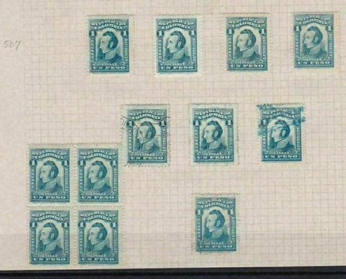 COLOMBIA 1917 1 PESO STAMPS STUDY ON 1 PAGE USED REF 5328 | eBay UK