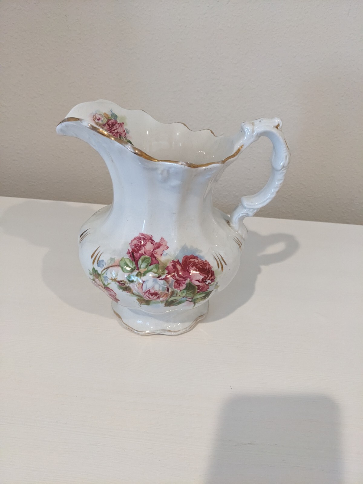 Antique Sevres China Co. Decorative Pitcher Cream w/ Pink Roses and ...