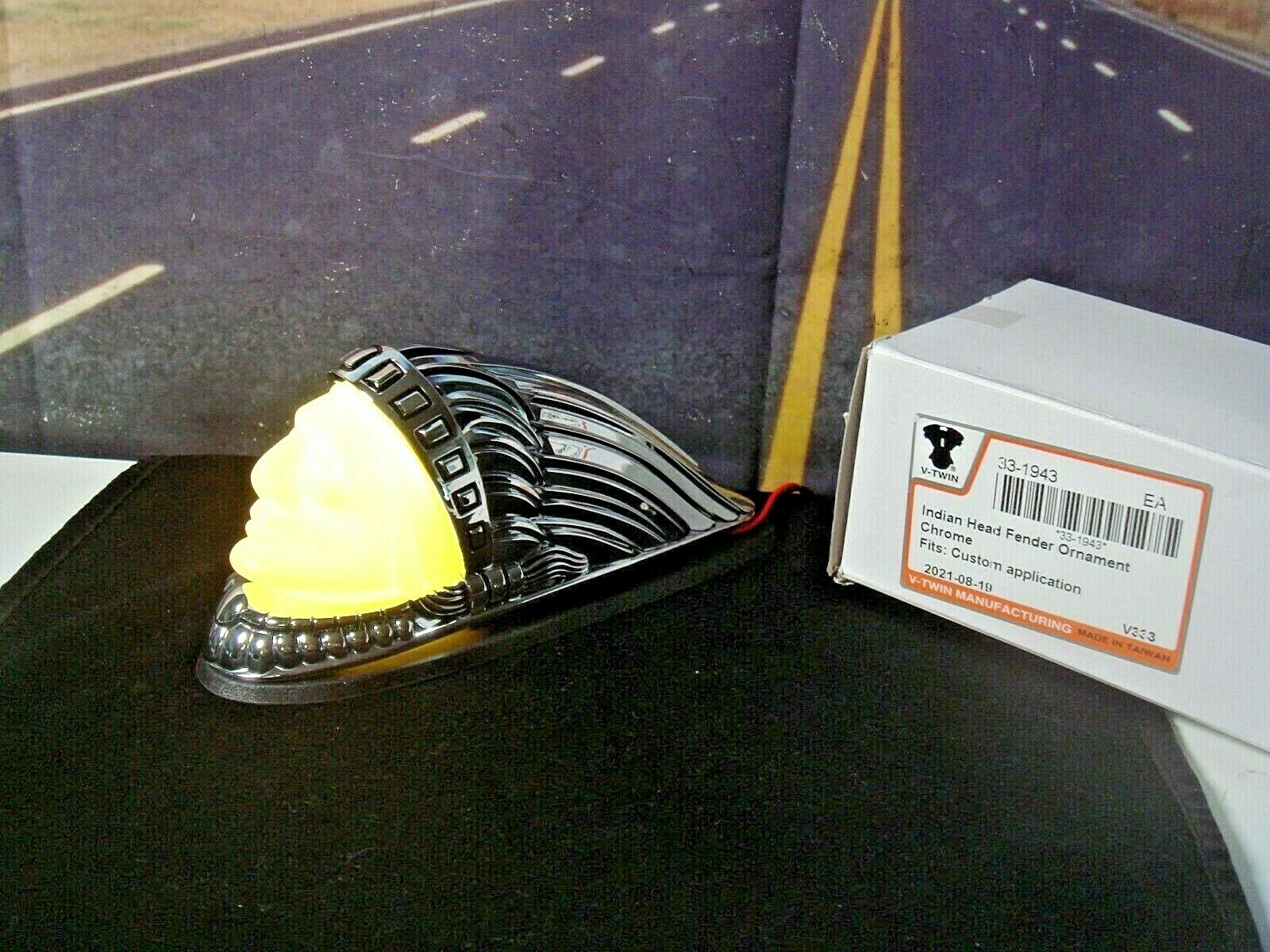 Fender Lamp Indian Head Ornament Lighting Chrome HD Custom V-Twin 33 ...
