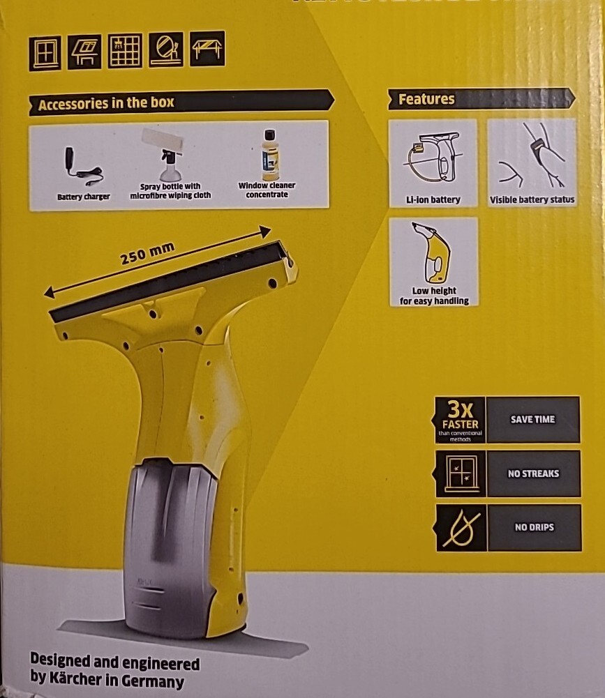 Kärcher Akku Fenstersauger Reiniger Set Fensterreiniger KWI 1 Plus D500 ...