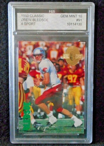1993 Drew Bledsoe Classic 4-Sport Rookie card #LP10.....FGS GRADING 10 ...