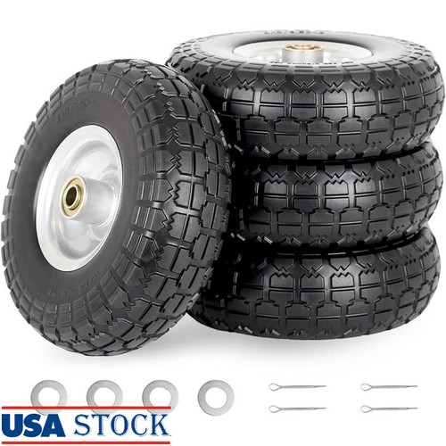 10-In 4.10/3.50-4" Flat-free Solid Tire/Wheel 5/8" Axle Bore Hole 2.2 ...