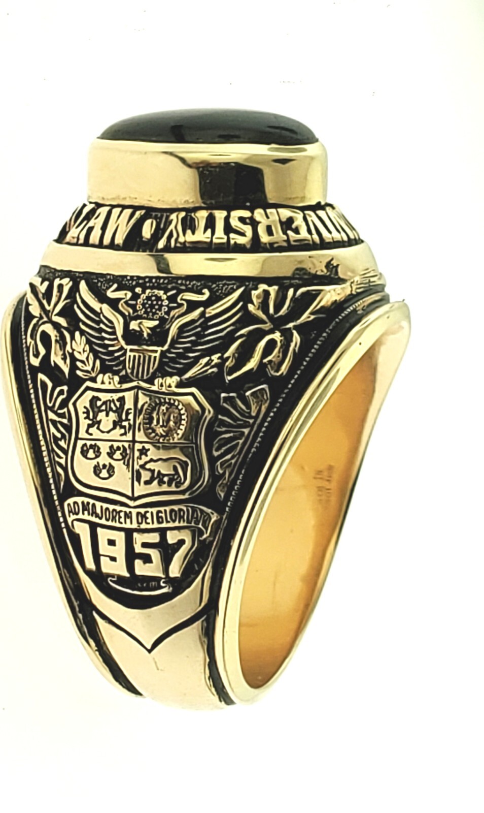 LOYOLA UNIVERSITY LAW Class Ring Rare Yellow Gold Natural Black ...