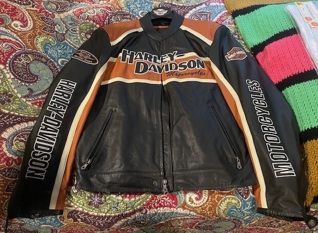 Harley Davidson Leather Motorcycle Jacket Men's XL - Gem