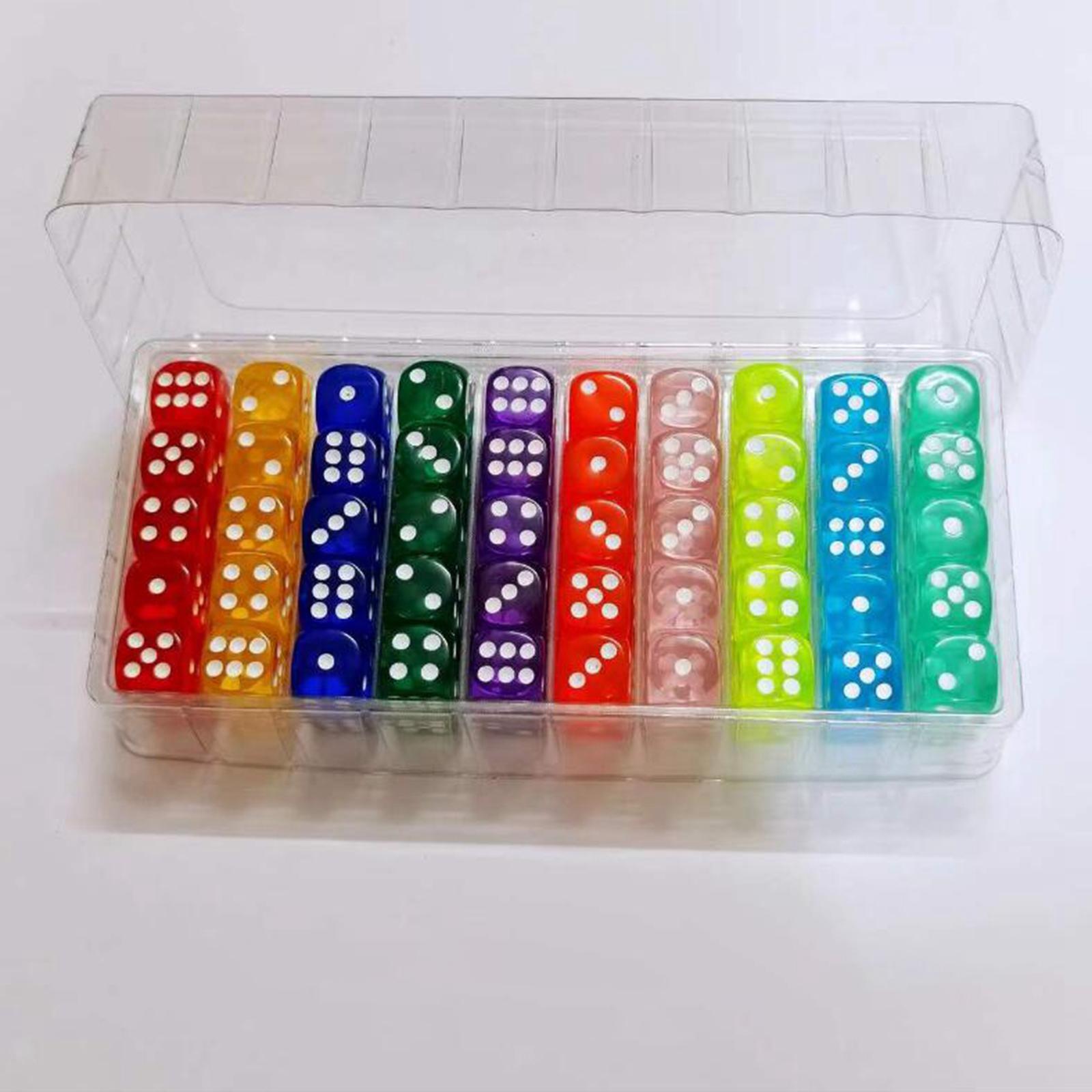 100x 6 Sided Dice Set Round Corner Acrylic Bulk Dice for Party Favors ...