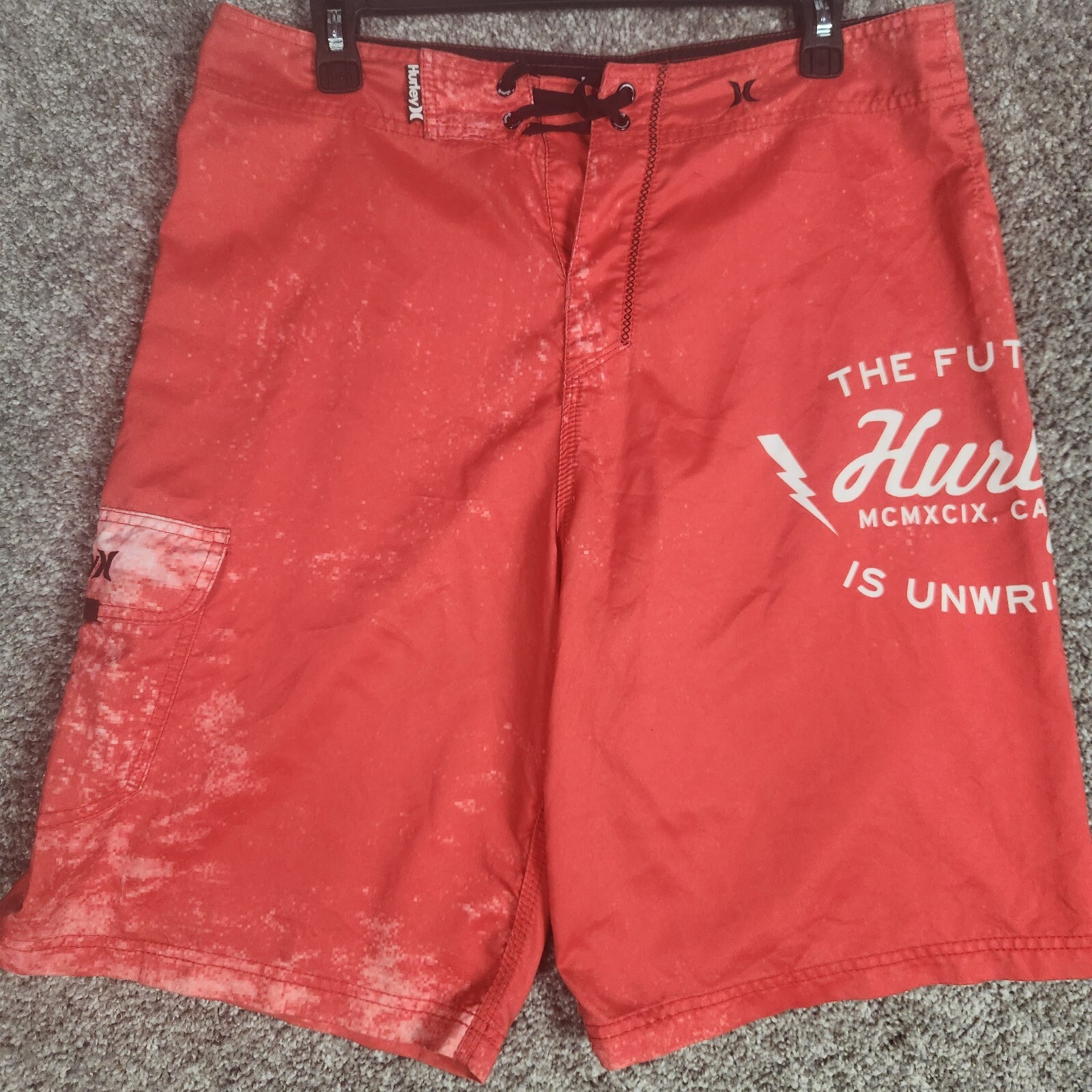 Hurley Mens Boardshorts Red Digital Pixel Shorts Pock… - Gem