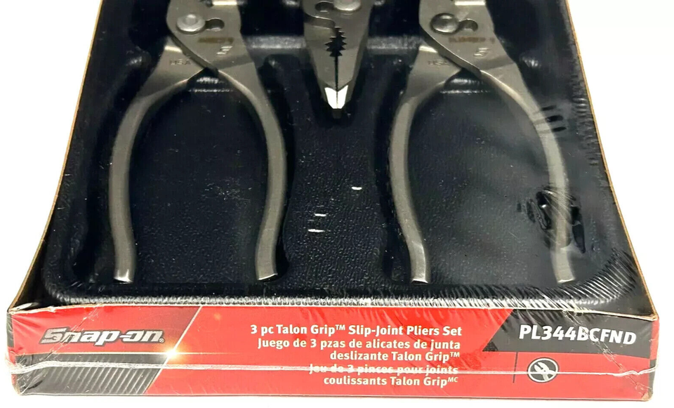 SNAP ON TOOLS USA PL344BCF ND No Dip 3 Piece Slip Joint Pliers Set ...