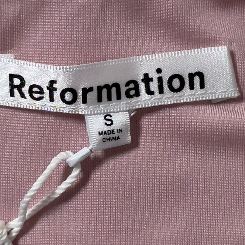 Reformation Amiah Knit Dress Sz S Pink Sparkle Sleeveless Asymmetric ...