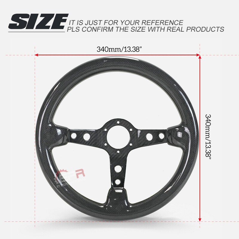 For UNIVERSAL Racing S Type Carbon Fiber Glossy Flat Steering wheel ...