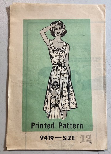 Vintage Sewing Mail Order Pattern Marian Martin 9419 Dress Womens 12 ...