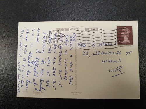 GENEALOGY POSTCARD MRS K NELSON 32 DEVONSHIRE STREET WORKSOP ...