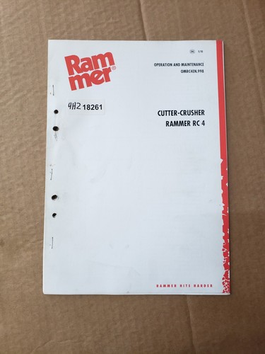 Rammer RC4 Cutter Crusher Factory Operation and Maintenance Manual | eBay