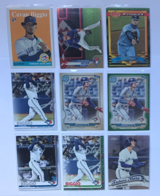 Cavan Biggio Lot of 9 Different MLB Baseball Cards Rookies Inserts Blue ...