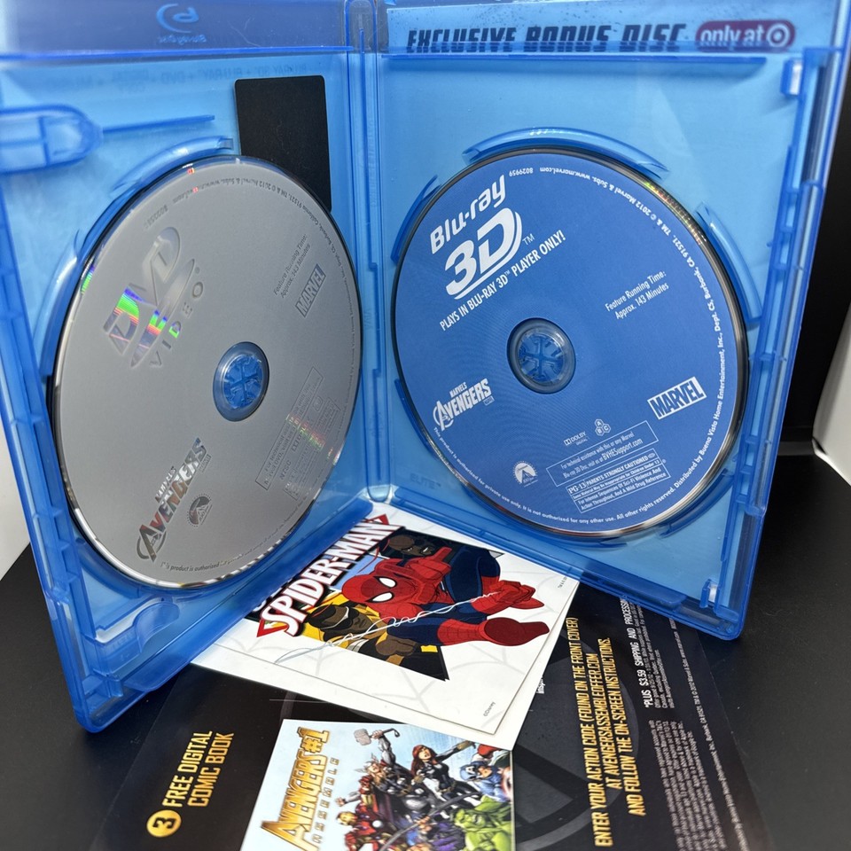 Marvel Avengers 3D Blu-ray DVD 4 Disc Combo Target Exclusive + Bonus ...