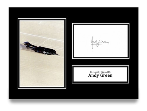 Andy Green Hand Signed A4 Photo Autograph Card Land Speed Gift Display ...