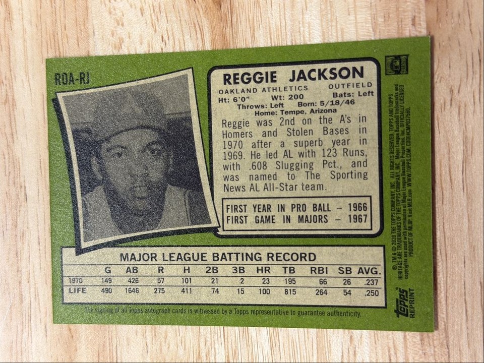 2020 Topps Heritage Real One Autographs Red Reggie Jackson Auto 46/71 ...