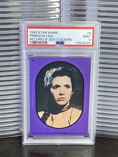 Princess Leia 1983 Star Wars Return of the Jedi Purple Sticker Card PSA ...