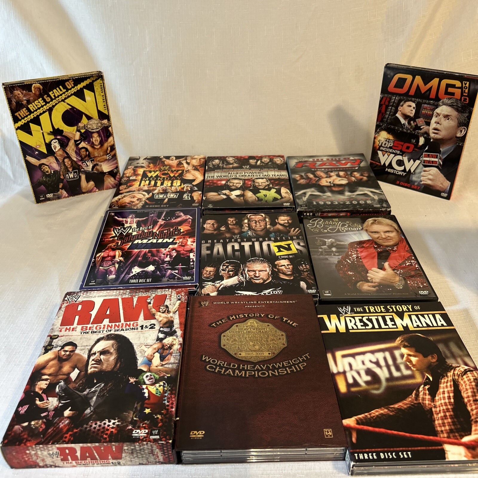 WWE WCW DVD Lot Of 11- Wcw, Wwe, Wrestlemania, Raw, Saturday Night Main ...