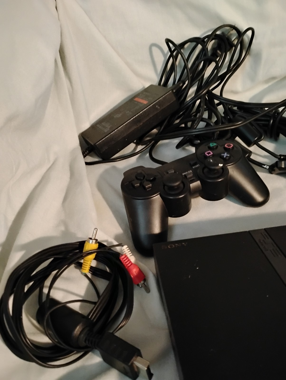Sony PlayStation 2 Ps2 Slim Console - Black - W/ Cords Controllers ...