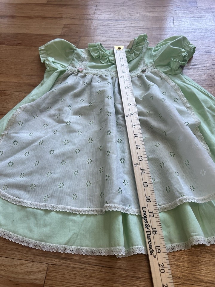 Vintage Toddler Dress Sears 4T Green With White Apron | eBay