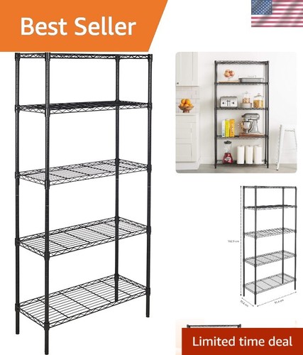 Heavy-Duty 5-Shelf Adjustable Wire Rack - Perfect for Kitchen & Garage ...
