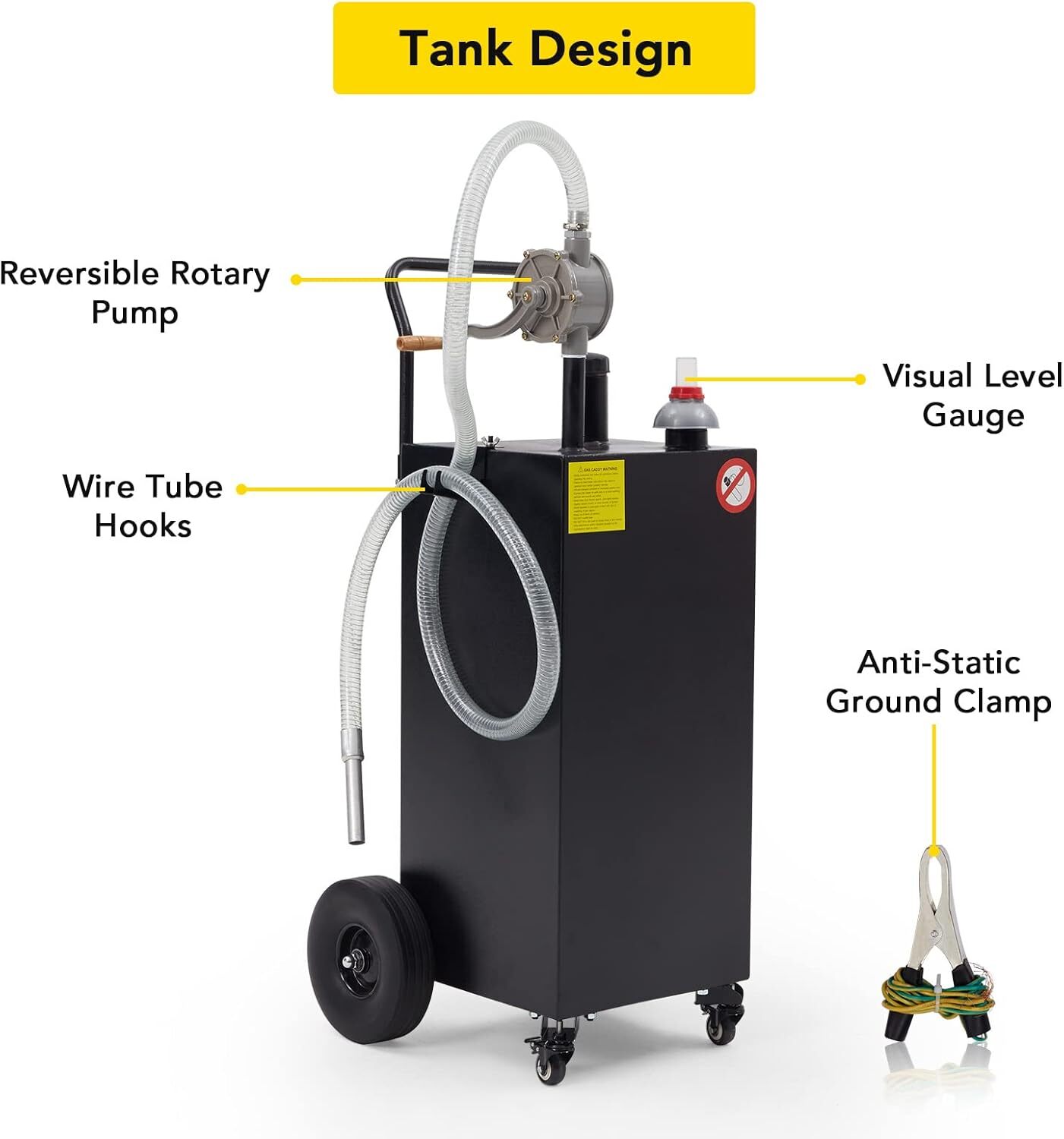40 Gallon Gas Caddy Fuel Diesel Oil Transfer Tank, 4 Wheels Portable ...