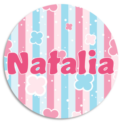 Natalia - 25 Pack Circle Stickers 3 Inch - Name Tag Water Bottle School ...
