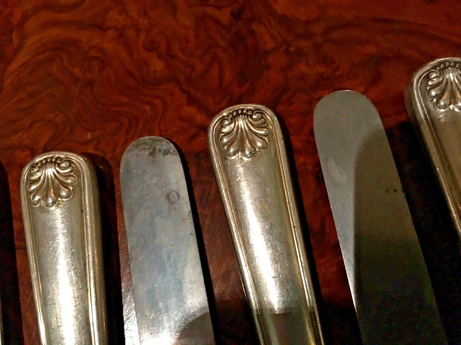 Set 12 Tiffany & Co Sterling Handle Shell & Thread Bolster Dinner ...