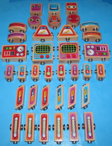 Lakeshore Snap-Bots Create Robots 36 Piece Lot Wooden Builders TOY SNAP ...