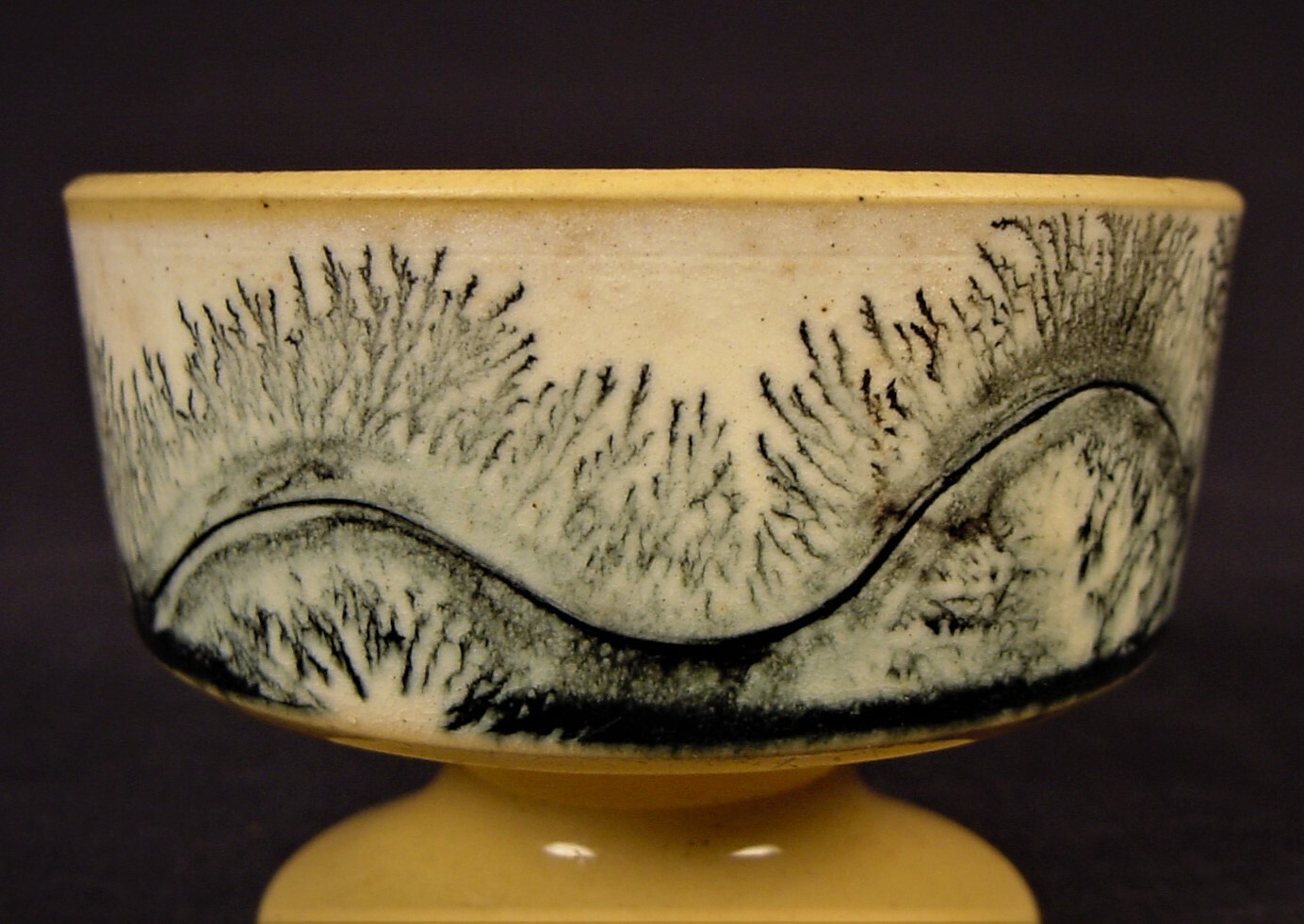 RARE EARLY 1800s MASTER SALT BLACK SEAWEED MOCHA MOCHAWARE YELLOW WARE ...